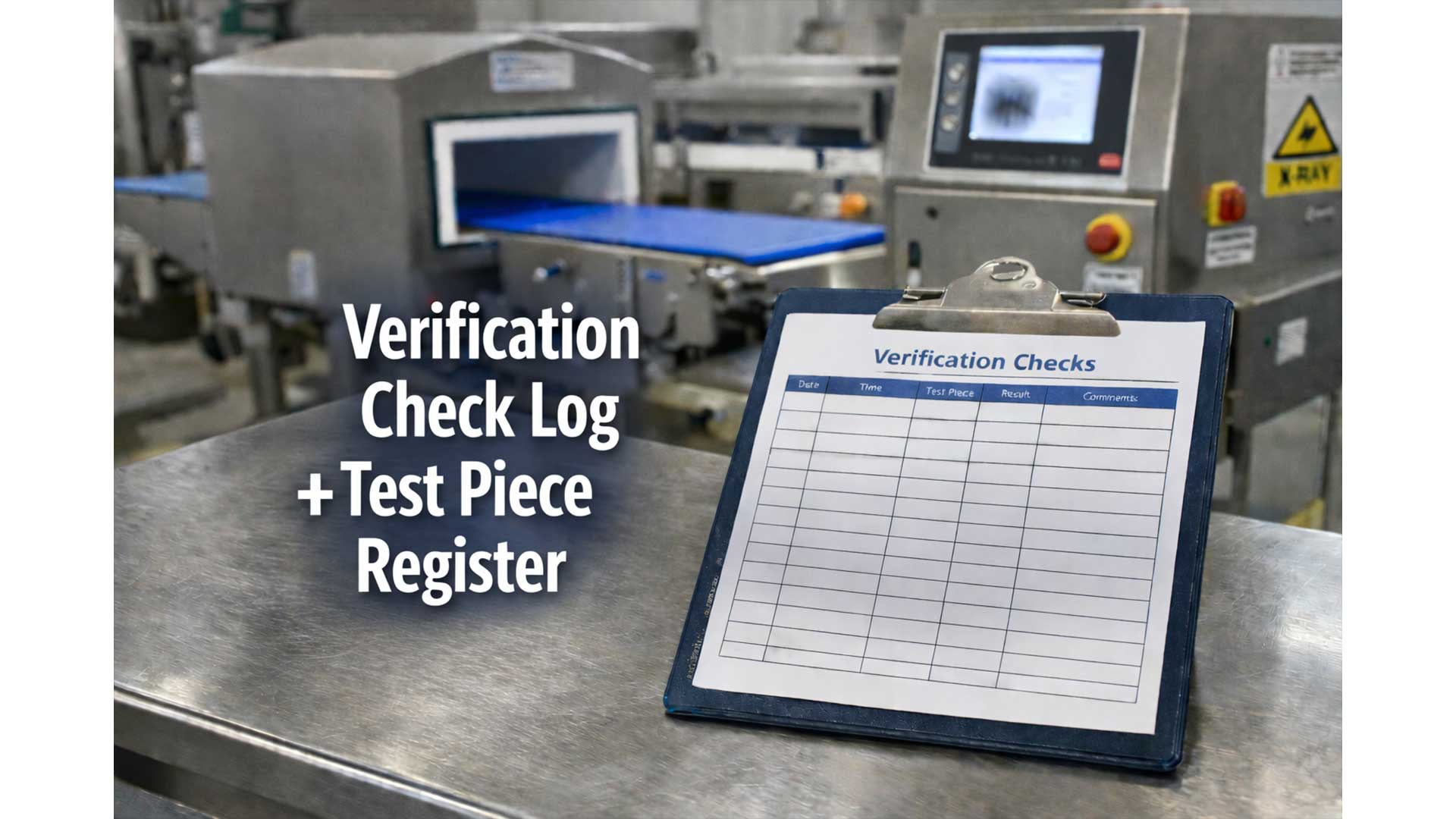 Metal Detector & X-ray Verification Check Log Template + Test Piece ...